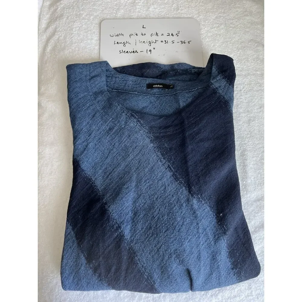 Ralston | Dresses | Ralston Blue Black Artsy Lagenlook Statement Gauze ...